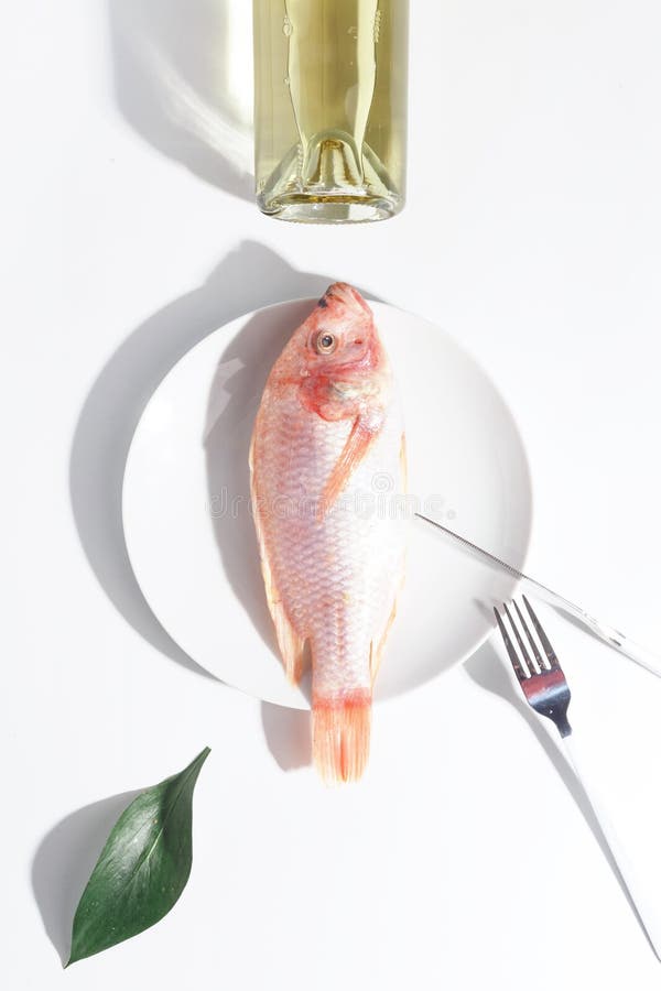 Fresh Raw Fish on a Plate. Table Setting Stock Image - Image of food ...