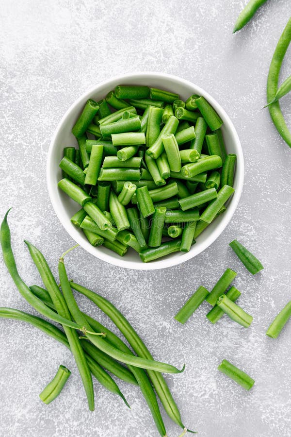 Fresh Raw Green Beans Cut in a Bowl. French Green Beans Stock Image ...