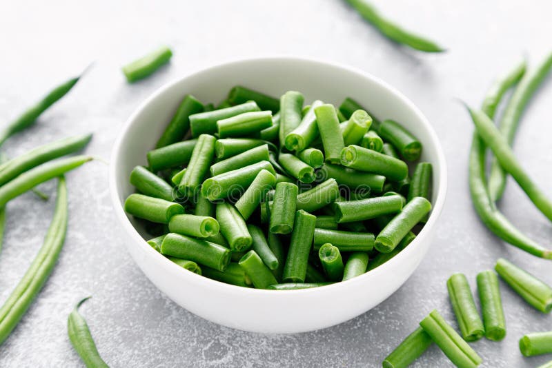 Fresh Raw Green Beans Cut in a Bowl. French Green Beans Stock Image ...
