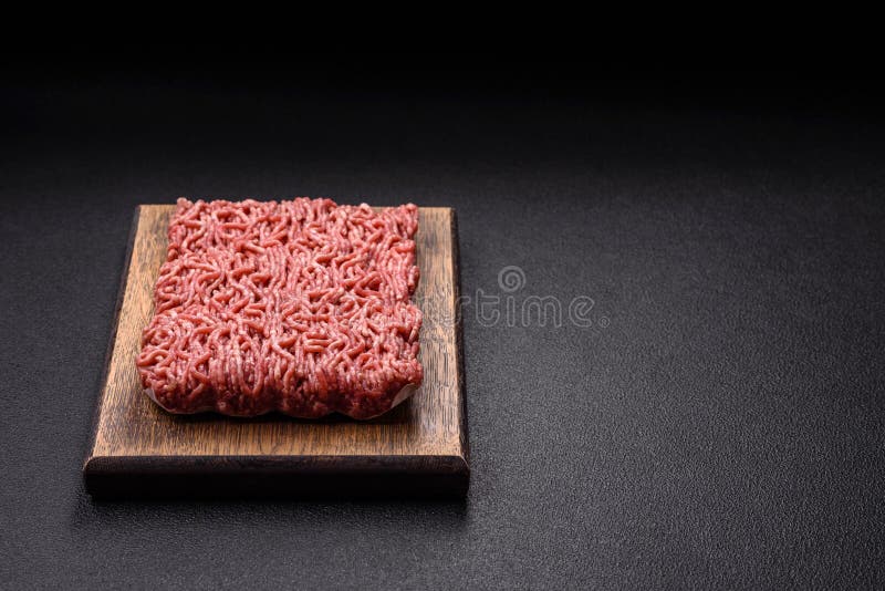 Fresh Raw Ground Minced Beef with Salt and Spices Stock Photo - Image ...