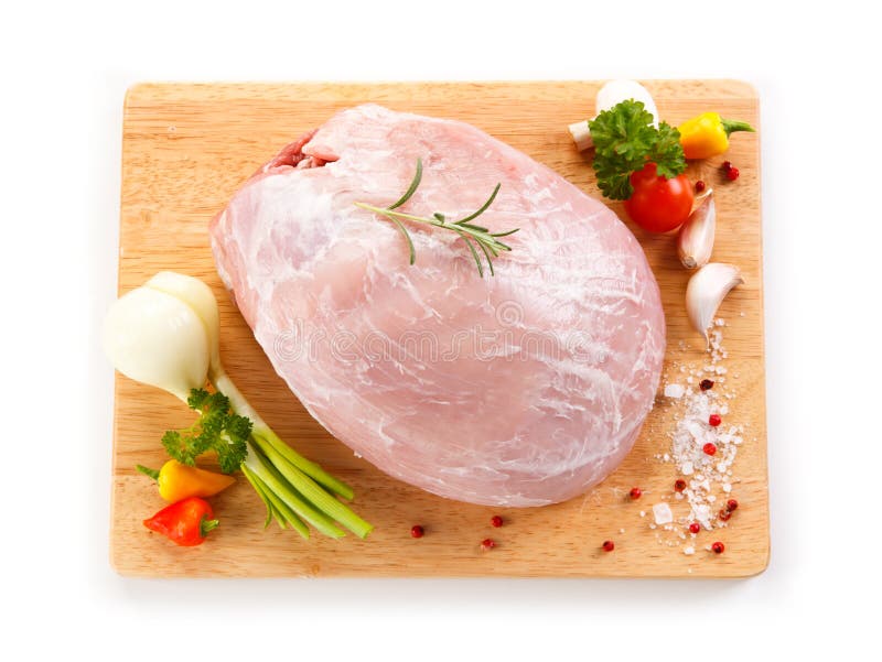 Fresh raw ham stock image. Image of bloody, garlic, chop - 74434843