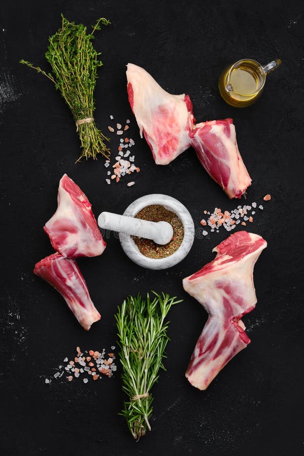 Fresh Raw Lamb Ram Shank with Spice and Herbs Stock Photo - Image of ...