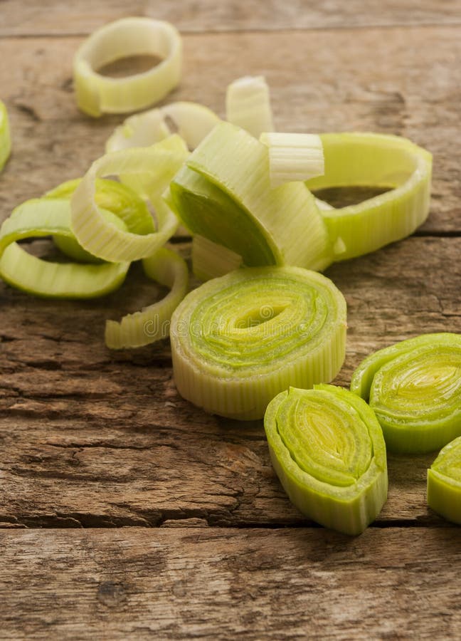 Fresh Raw Leek Slice in a Bowl Stock Photo - Image of focus, macro ...