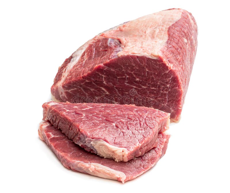 Fresh Raw Meat Beef Slice Isolated on White Background Stock Photo ...