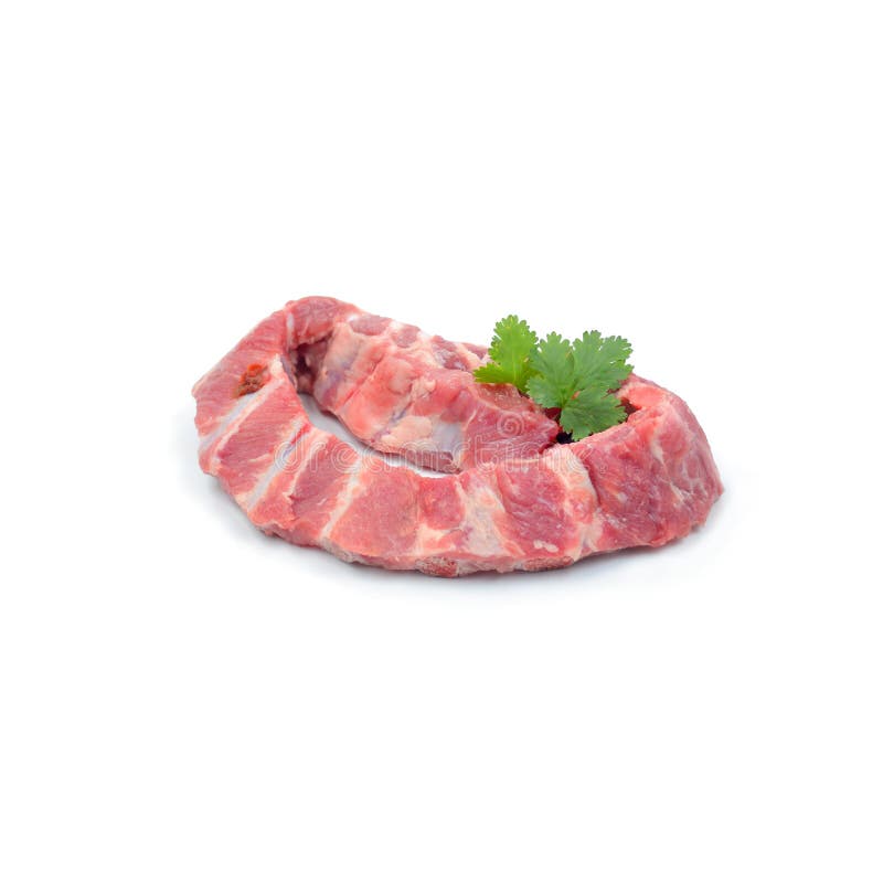 Fresh Raw Meat with Bone Isolate on White Background Stock Photo ...