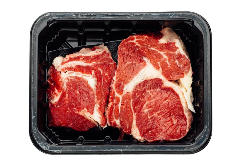 Fresh Raw Meat in Container Stock Photo - Image of ingredient, black ...