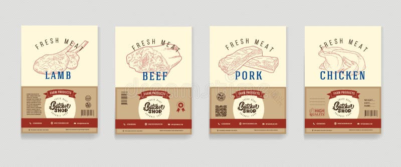 Fresh Raw Meat Engraved Design Stock Vector - Illustration of ...