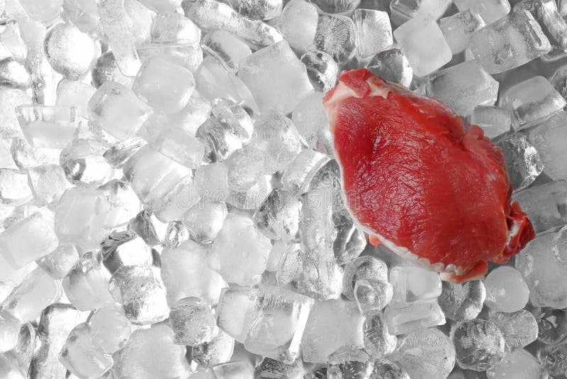 Fresh Raw Meat on Ice Cubes Stock Image - Image of nutrition, cook ...