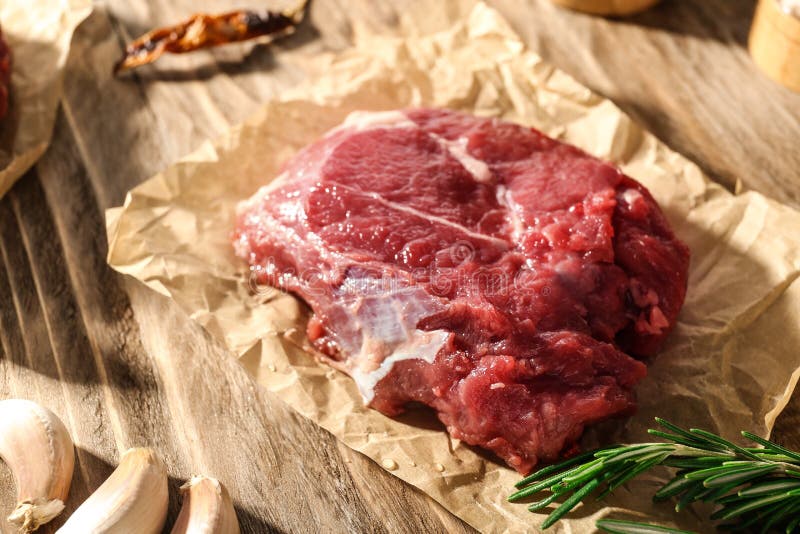 Fresh Raw Meat on Kitchen Table Stock Photo - Image of homemade ...
