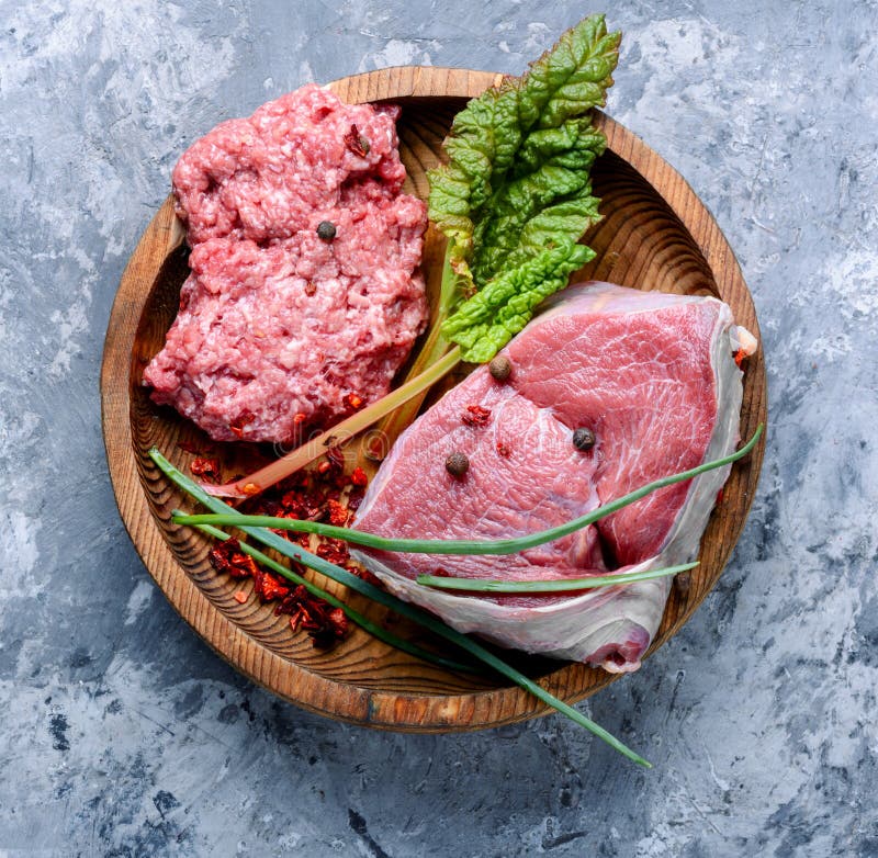 Raw beef meat stock image. Image of board, minced, rural - 145823735