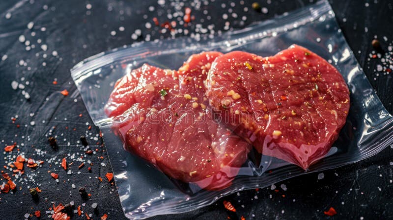 Fresh Raw Meat Packaged in Plastic, Ideal for Food Industry. Stock ...