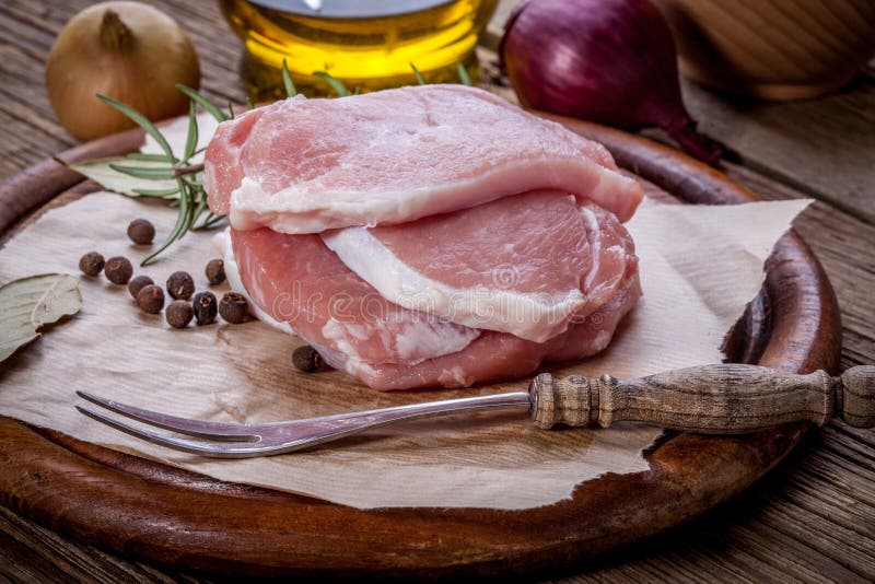 Fresh raw meat sliced. stock image. Image of pork, preparation - 79969925