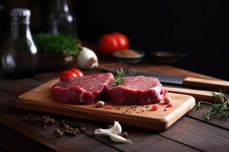 Fresh Raw Meat on a Table in the Kitchen Stock Photo - Image of diet ...