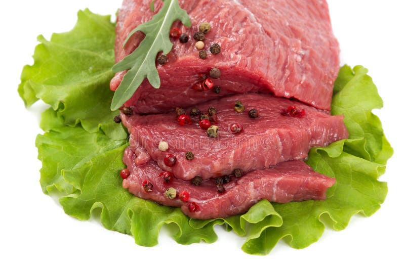 Fresh Raw Meat on a White Background. Stock Photo - Image of dinner ...