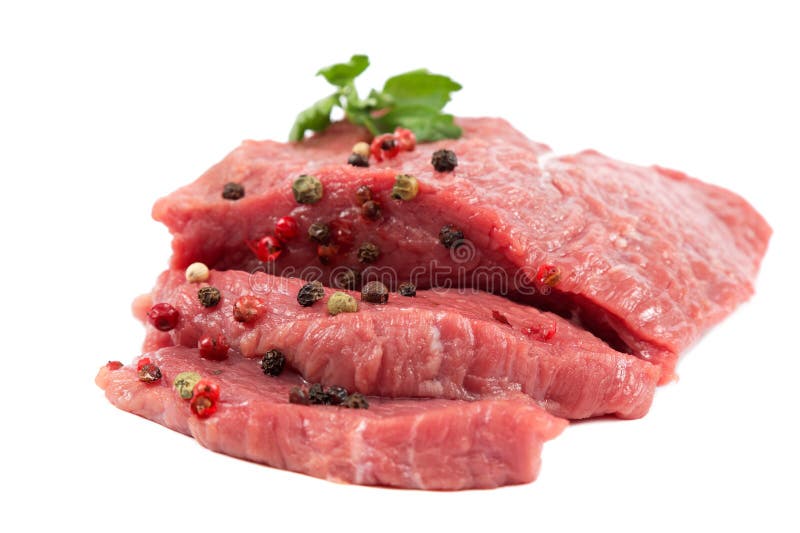 Fresh Raw Meat on a White Background. Stock Photo - Image of isolated ...