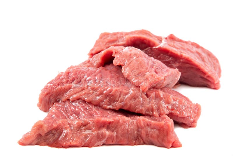 Fresh Raw Meat on a White Background. Stock Image - Image of prepared ...