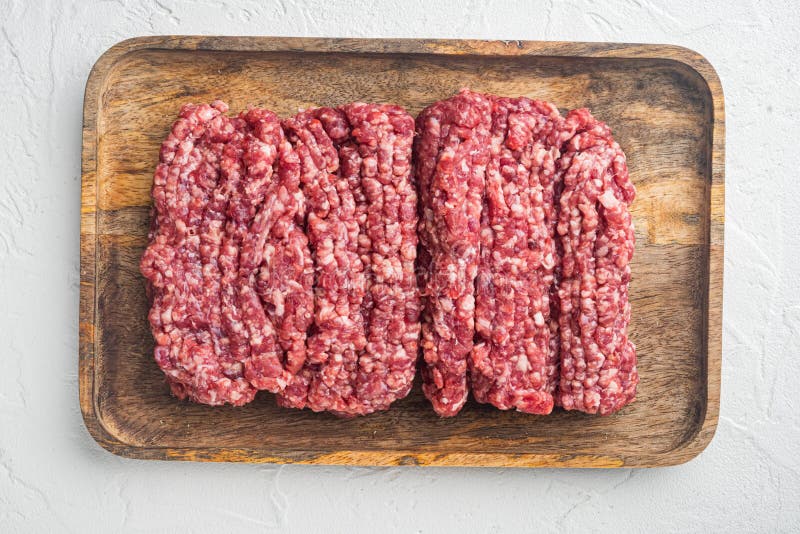 Fresh Raw Mince, Minced Beef, Ground Meat, on White Background, Top ...