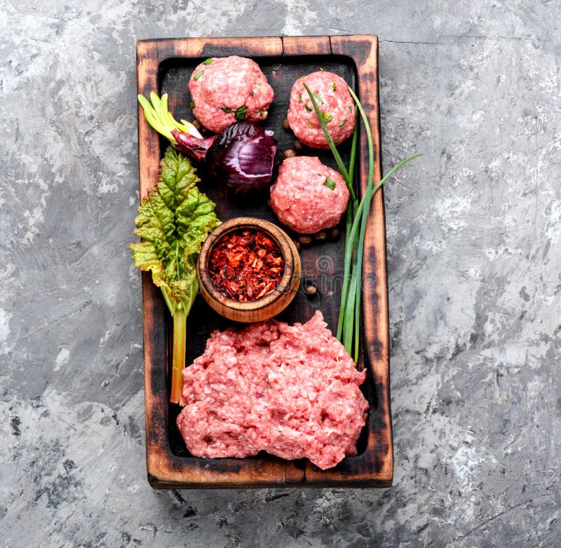Raw minced meat stock photo. Image of beef, meatball - 145185538