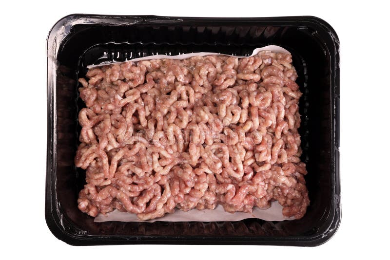 Fresh Raw Minced Meat or Ground Meat in Plastic Container Isolated on ...