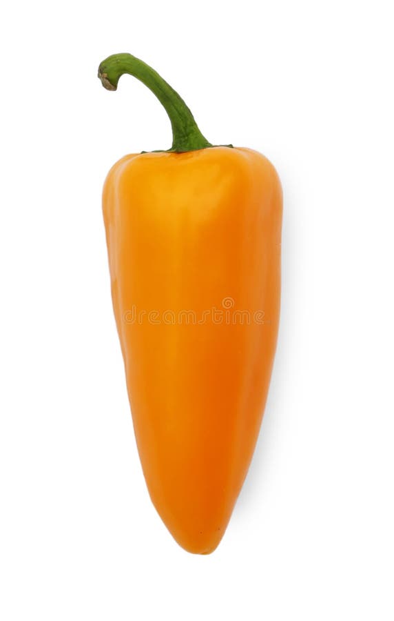 Fresh Raw Orange Hot Chili Pepper Isolated on White, Top View Stock ...
