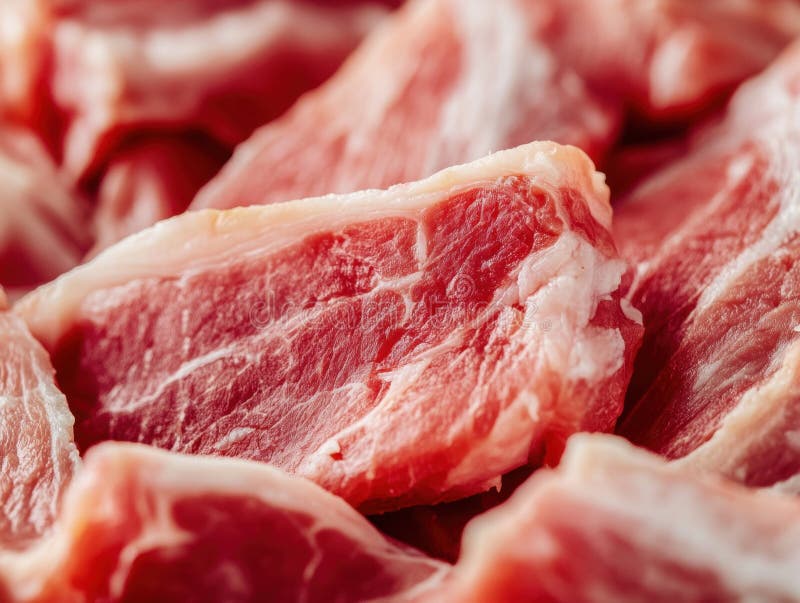 Fresh Raw Pork Meat with Visible Fat Marbling and Texture Stock ...
