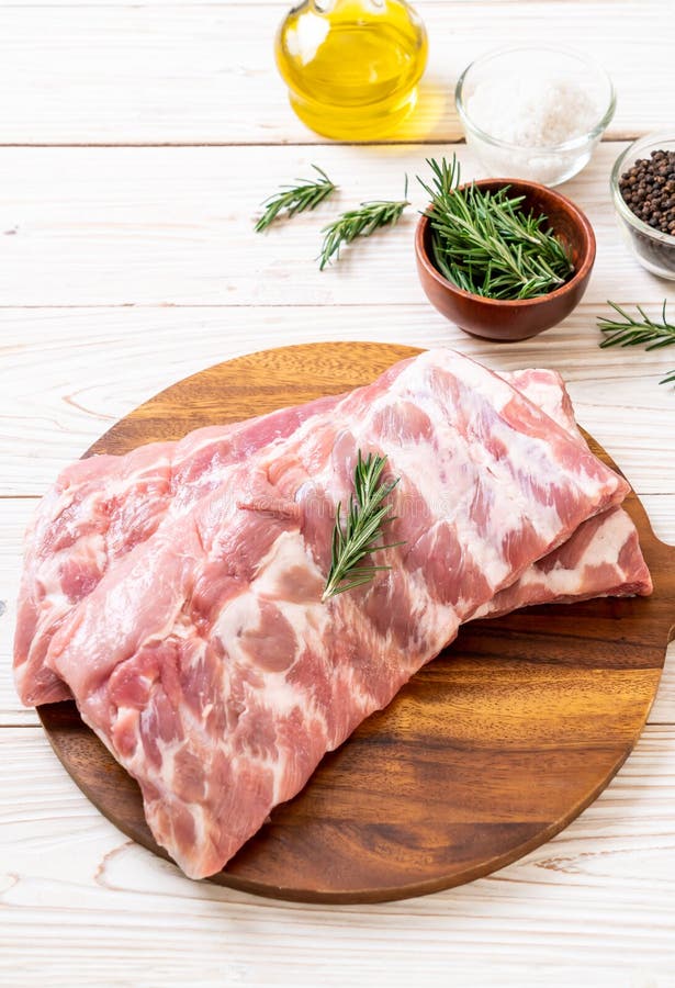 Fresh raw pork ribs stock image. Image of garlic, marinade - 154256639