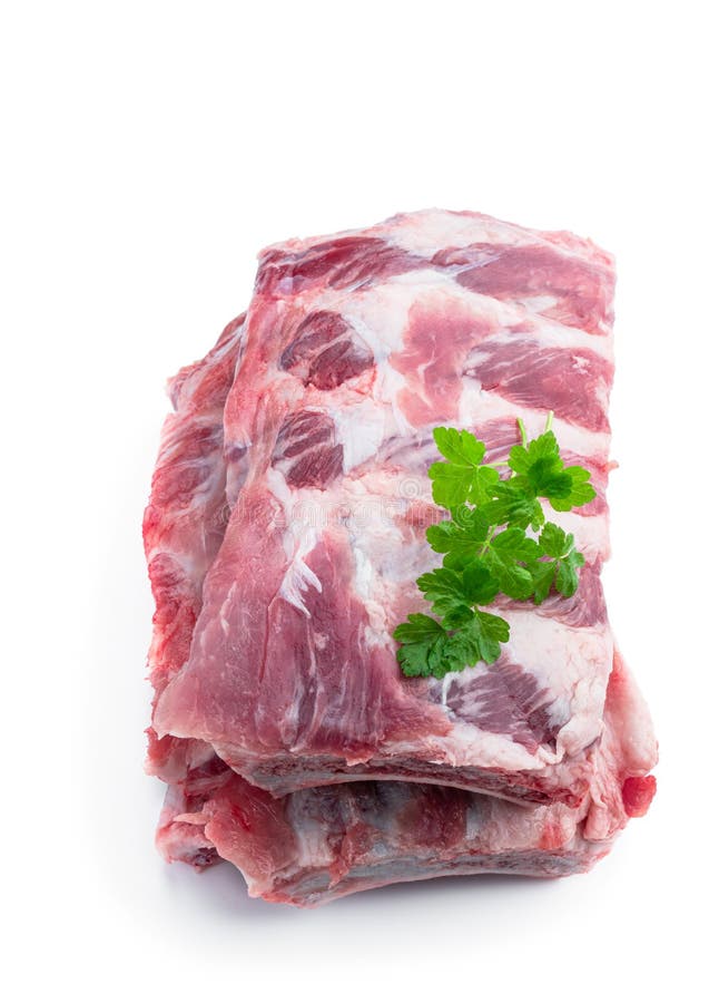 Fresh Raw Pork Ribs Isolated on White Stock Photo - Image of white ...