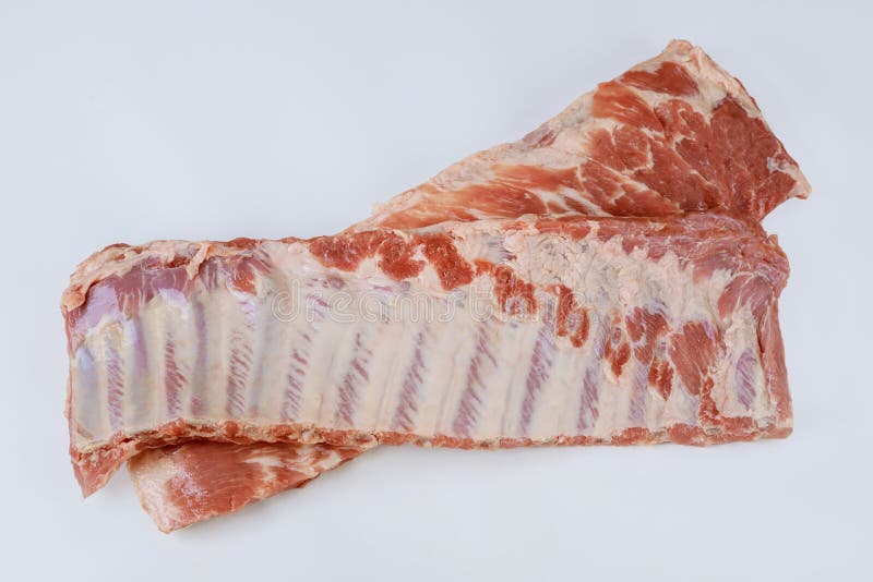 Fresh Raw Pork Ribs Two Pieces of Pork Isolated on White Background ...