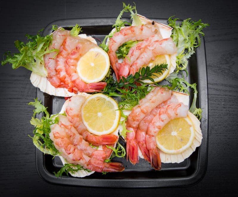 Fresh Raw Prawn on the Shell Ready As Appetizer Stock Image - Image of ...