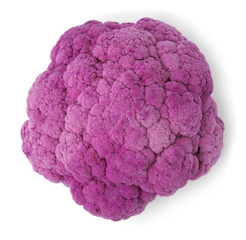 Fresh Raw Purple Cauliflower Isolated on White, Top View Stock Image ...