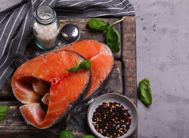 Raw red salmon fish stock photo. Image of product, diet - 178219538