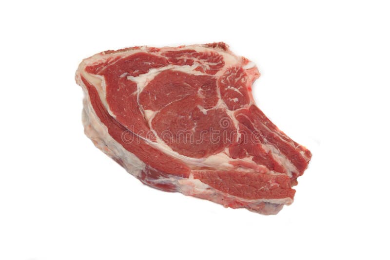 Fresh Raw Ribeye Steak Isolated on White Background Stock Image - Image ...