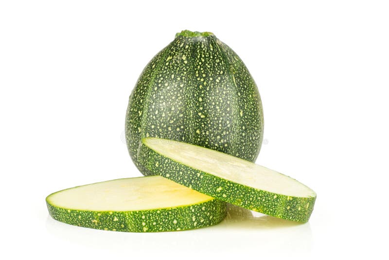Fresh Raw Round Zucchini Isolated on White Stock Photo - Image of fruit ...