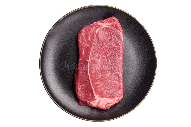 Fresh Raw Rump Beef Steak Isolated on White Background. Top View Stock ...
