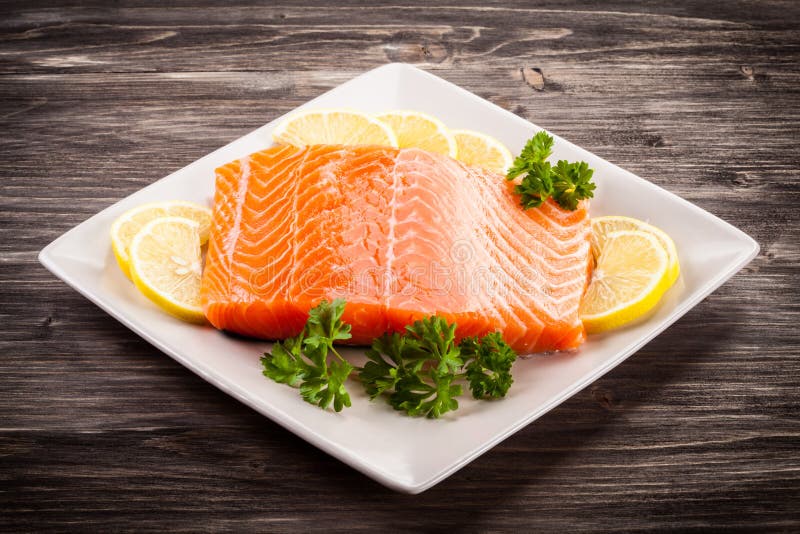 Fresh raw salmon fillet stock photo. Image of food, filet - 65969518