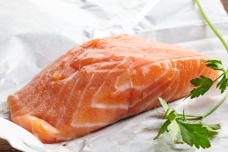 Fresh raw salmon meat stock image. Image of gourmet, diet - 40733359