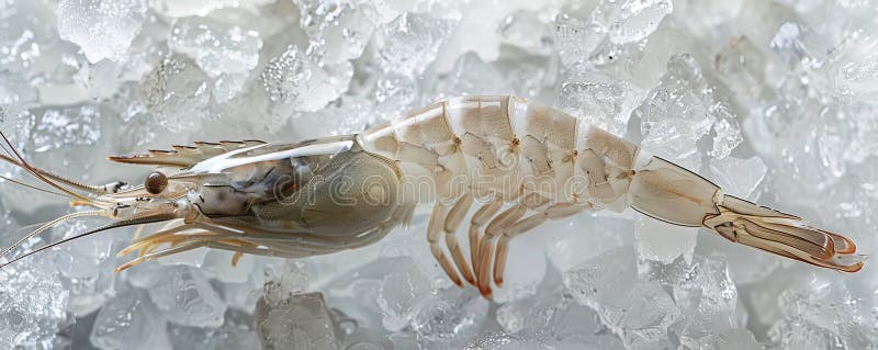 Fresh raw shrimp on ice stock illustration. Illustration of gourmet ...