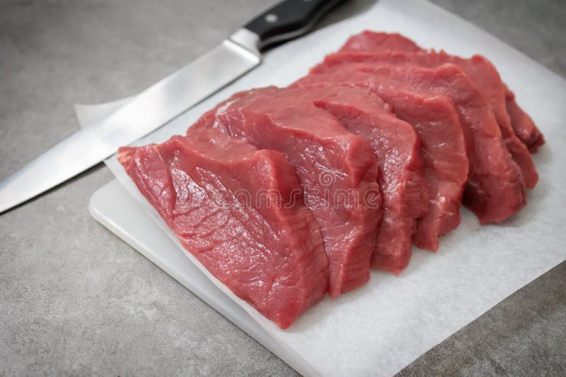 Fresh raw sliced beef meat stock image. Image of fresh - 264661077