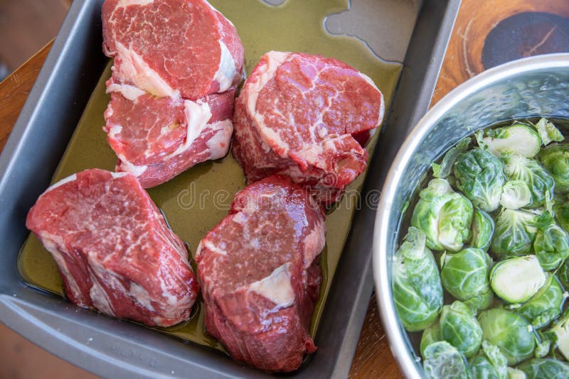 Fresh Raw Steak Beef with Olive Oil Stock Image - Image of dinner, food ...