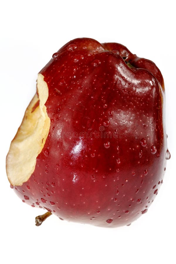 Red Apple with Bite Isolated on White Background Stock Photo - Image of ...
