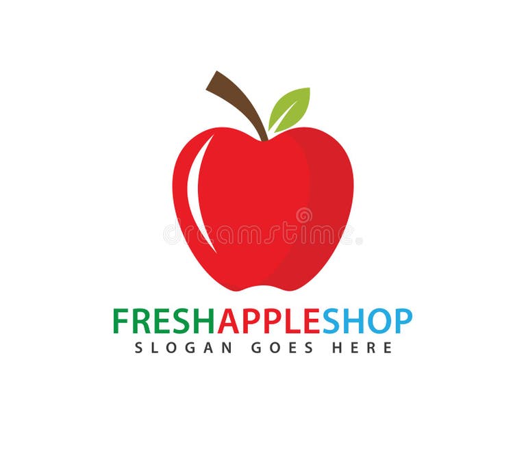 Fresh Red Apple Fruit Vector Logo Design Stock Illustration ...