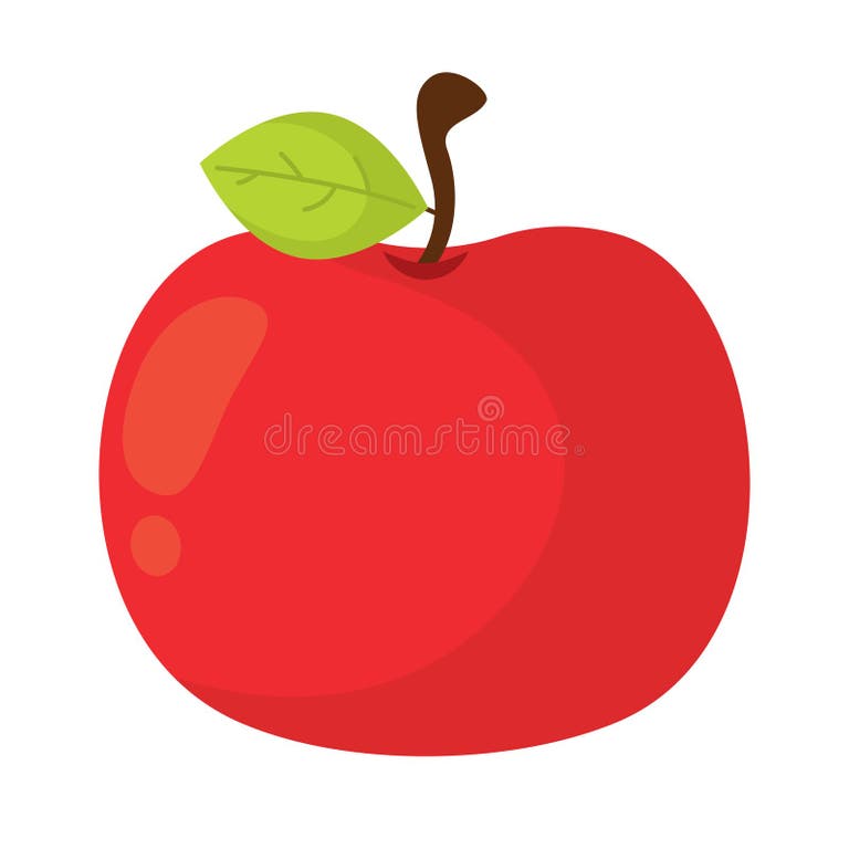 Fresh Red Apple Icon. Vector Stock Illustration - Illustration of green ...