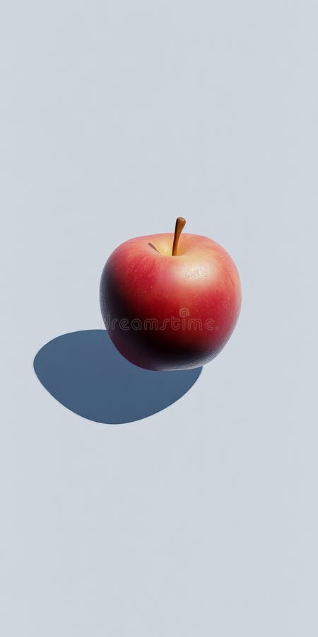 Fresh Red Apple with Shadow on Minimalist Light Blue Background for ...