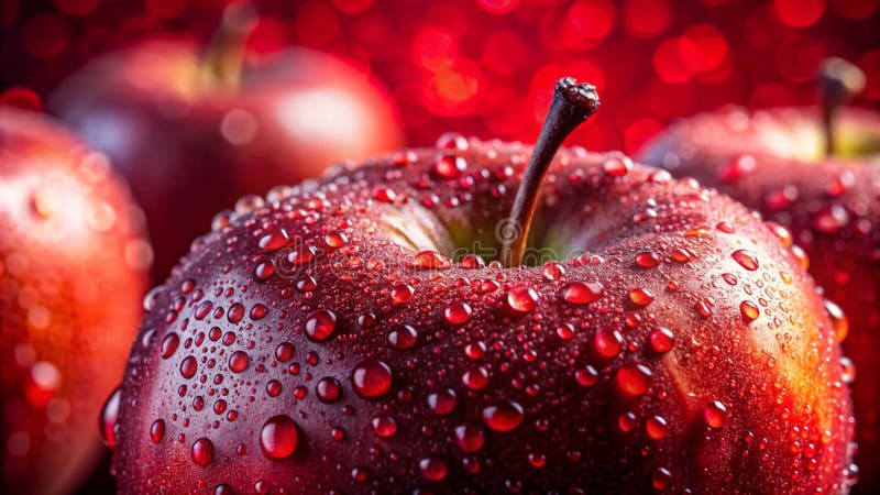 Fresh Red Apple with Water Droplets - Extreme Close-Up Stock ...