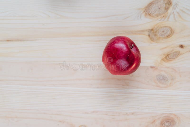 Fresh Red Apple, Orange on Wooden Decks Stock Image - Image of eating ...