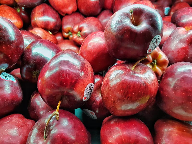 Fresh Red Apples in a Basket in the Supermarket Editorial Image - Image ...