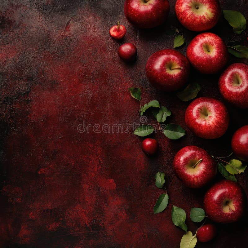 Fresh Red Apples on Dark Background for Culinary Use Stock Illustration ...
