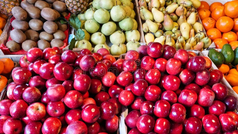 Fresh Red Apples at a Market Stall Stock Photo - Image of healthy, food ...