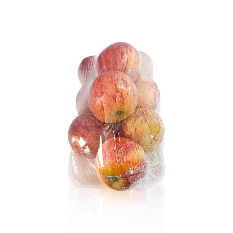 Fruit in a Plastic Bag, Red Fresh Apples, Isolated on a White ...