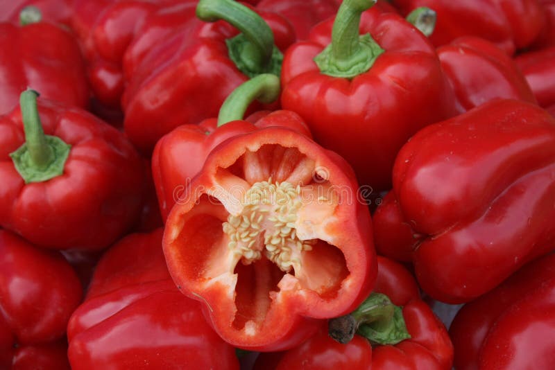 Fresh Red Bell Peper with Closed-up Stock Photo - Image of abstract ...